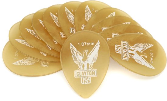 Clayton - Ultem Gold - small teardrop plectrum - 1.07 mm - 12-pack | bol