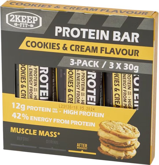 2KEEP Proteïne Reep | 3 repen x 30g | Protein Bar | Cookies en Cream ...