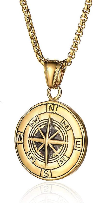 Ketting Edelstaal Kompas Goudkleurig | bol