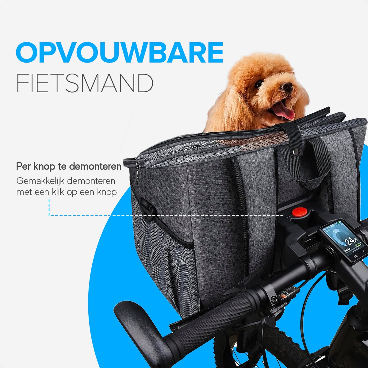 Fietsmand Hond - zwart - Hondenmand fiets - Fietsmand hond voorop - Fietstas stuur -... | bol