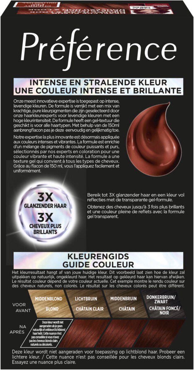 3x L'Oréal Preference Vivids Permanente Haarkleuring 5.664 Cherry Red ...