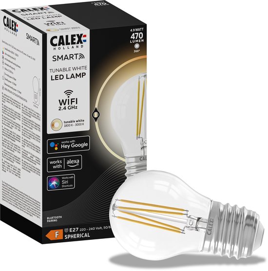 Calex Slimme LED Lamp - Filament - P45 Helder - E27 - 4.9W - CCT | bol