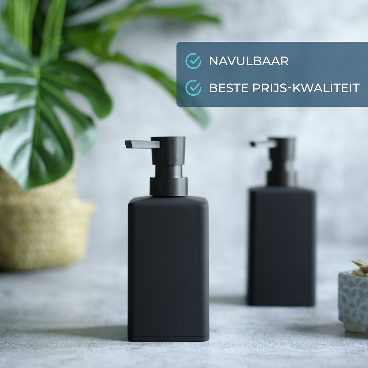 BUDDLEY® Zeeppompje Zwart 'Badger' - SET van 2 Zeepdispensers - Bamboe ...