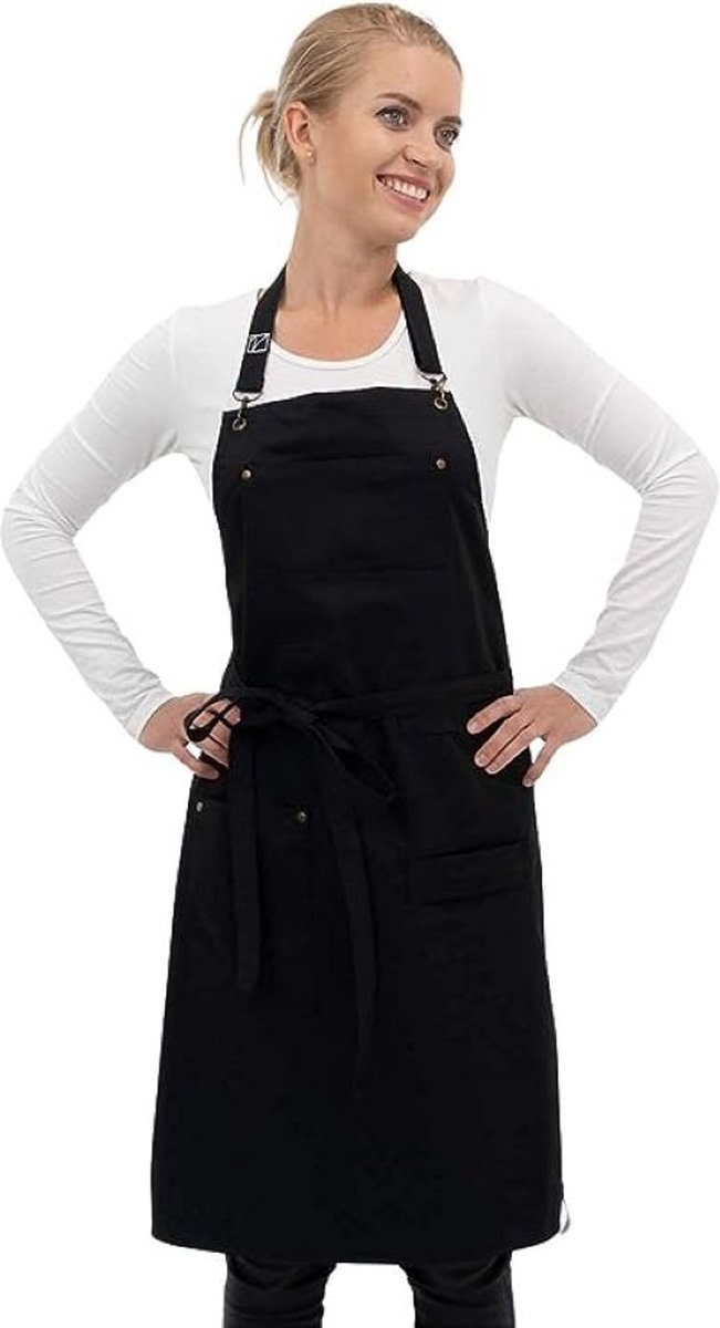 klassieke Barista schort - geheel in zwart | Schort voor dames en heren ...