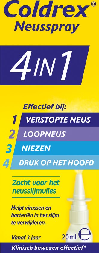 Coldrex 4-in-1 Neusspray - neusspray opent, reinigt en zuivert de neus ...