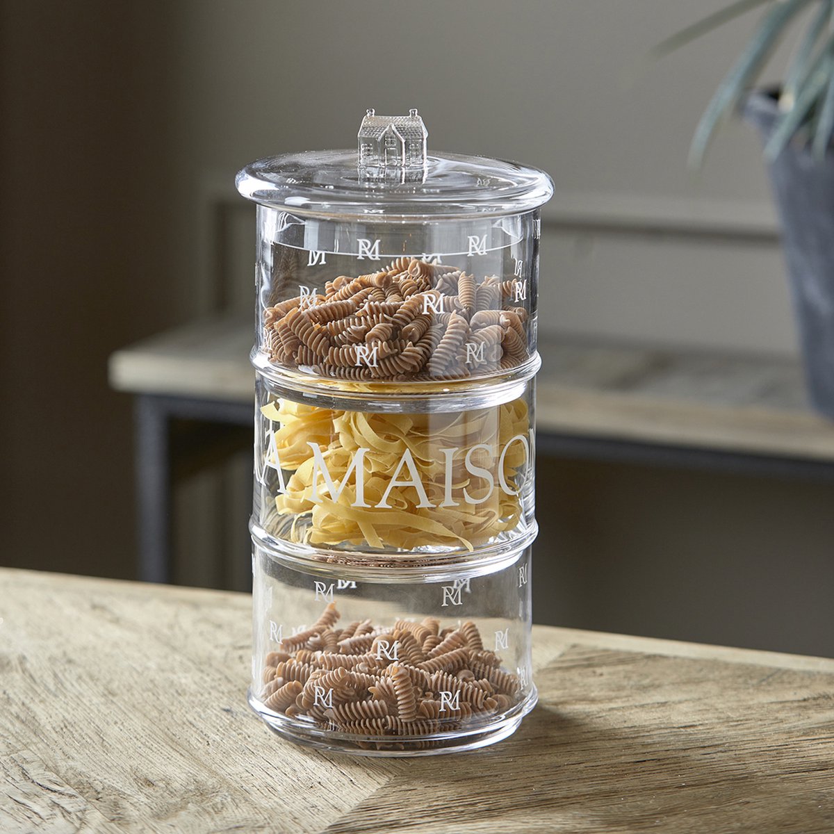Riviera Maison Voorraadpot, glazen opbergpot met deksel - RM Monogram ...