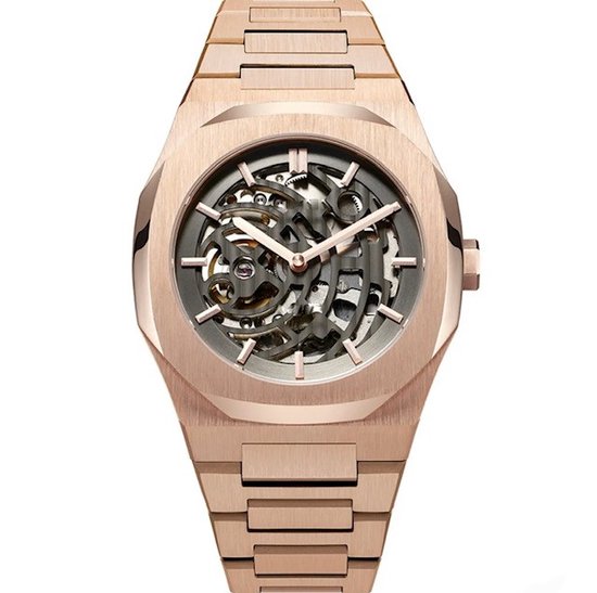 Hexagon Skeleton Horloge Rose | Waterafstotend | Cadeau Giftbox | Rose ...