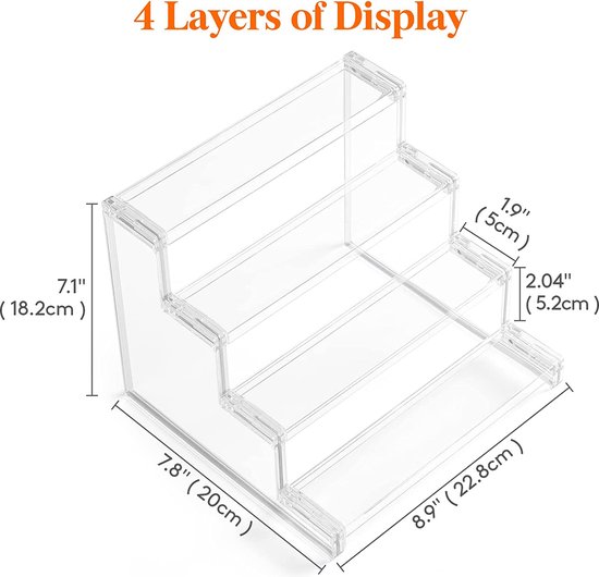 4 Tier Clear Display Stand, 1 Pack Plastic Display Stands, Plastic ...