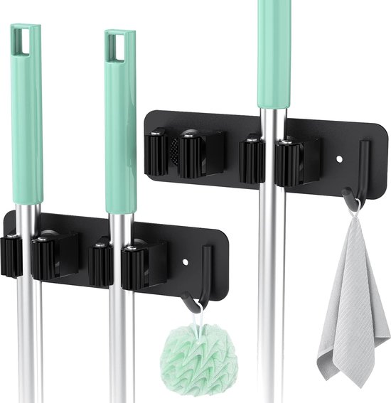 2 stuks, voor aan de muur, bezemhouder, wandhouder, roestvrij staal ...