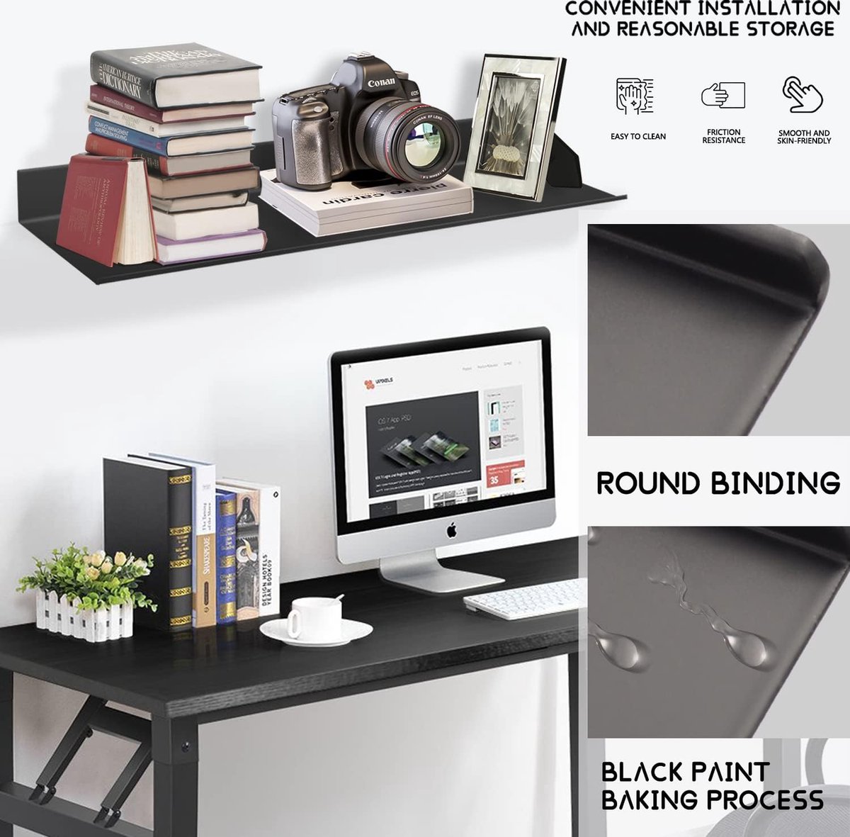 Wandstelling zwart metaal 2 stuks, plank muur fotolijst wandboard (30 ...