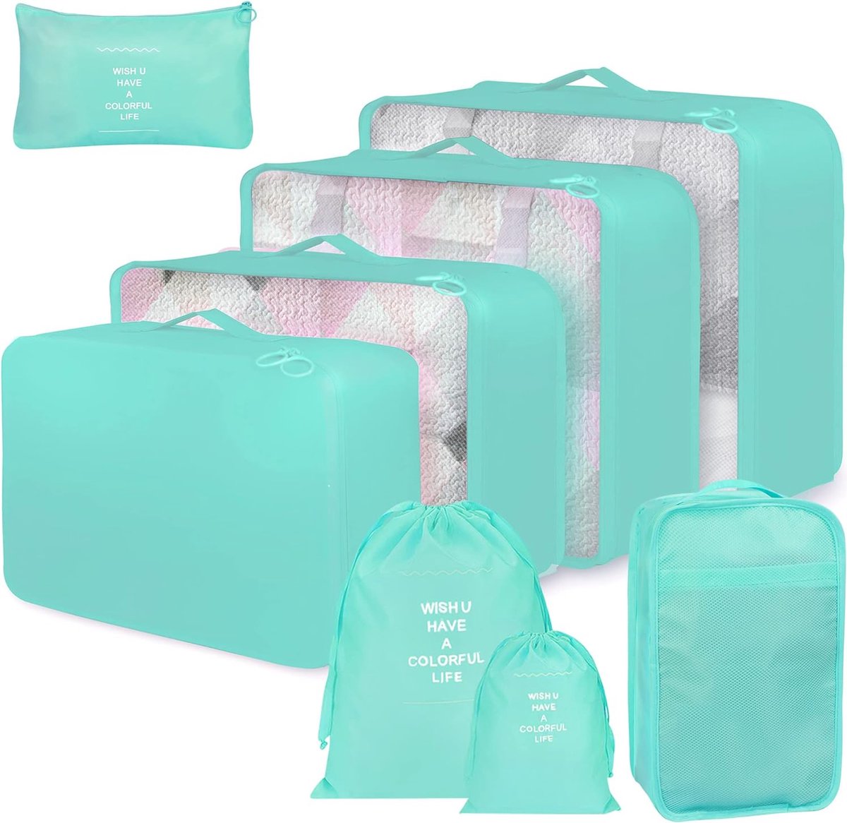 8-delige kofferorganizerset, reisgadgets voor reisbenodigdheden ...