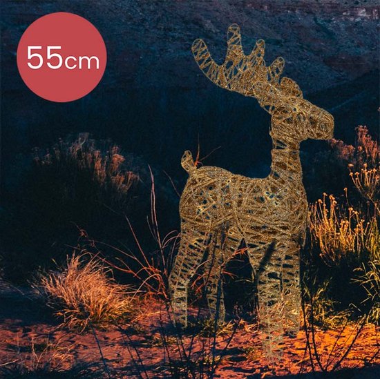 Sierlijke gouden glitter hert met LED verlichting voor binnen - 55CM | bol