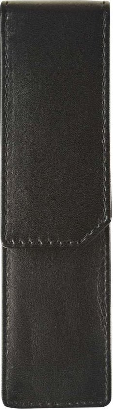 Leren pen etui voor 2 pennen | Zwart | bol