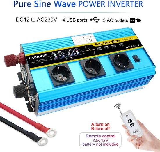 Pure Sine Omvormer 3000W / 6000W -Spanningsomvormer - met 3 Europese ...