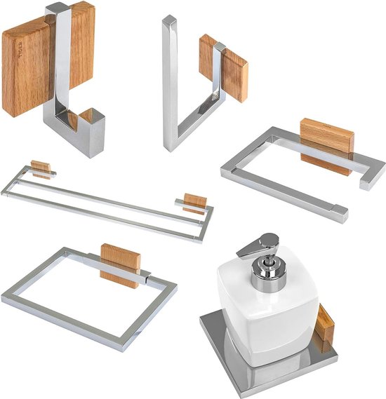 Tiger Zenna - Reserve WC-rolhouder - Metaal Glans met Hout beuken kleur ...