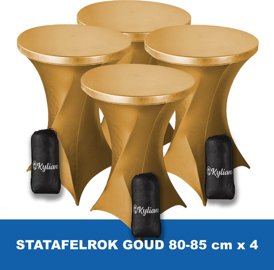 Statafelrok Goud x 4 – 2 jaar garantie met Opbergtas - ∅ 80-85 x 110 cm - Statafelhoes... | bol