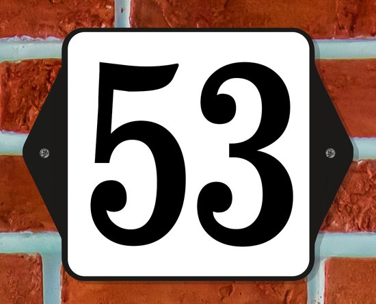 Huisnummerbord Klassiek - Nummer 53 - 14 x 11 cm - incl. bevestiging ...