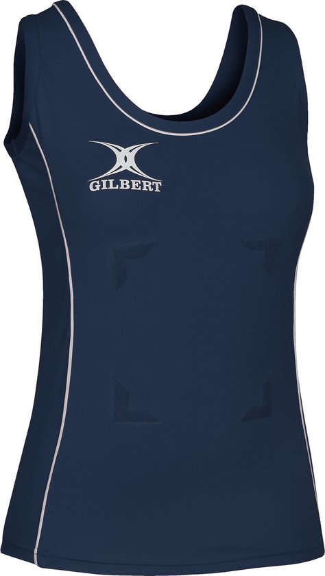Gilbert Netball Elite Hook and Loop Tank Top - W 6 - Navy / Wit | bol