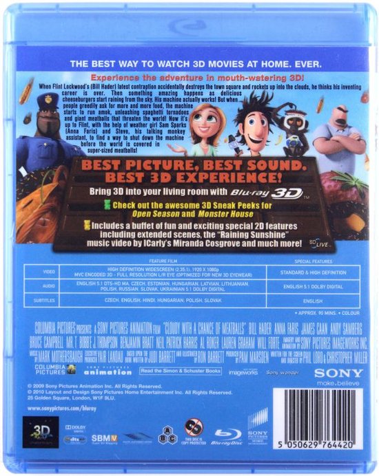 Cloudy with a Chance of Meatballs [Blu-Ray 3D], Bill Hader | Dvd's | bol