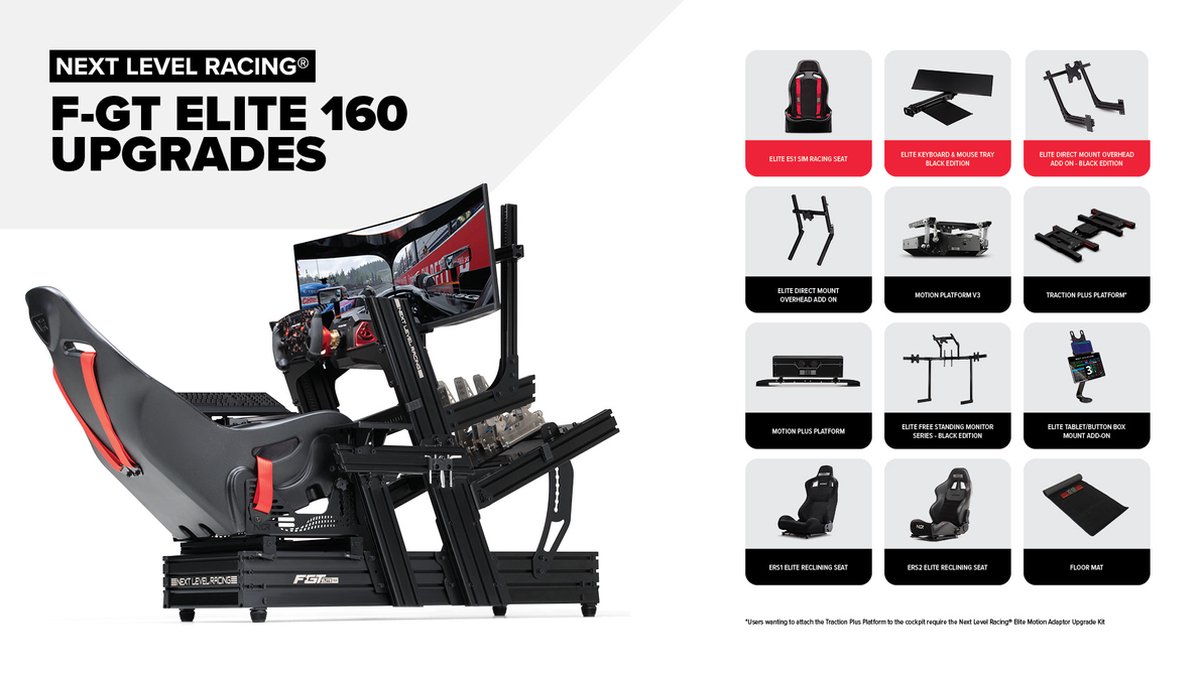 Next Level Racing F-GT Elite 160 - Simulator Cockpit - Front & Side ...