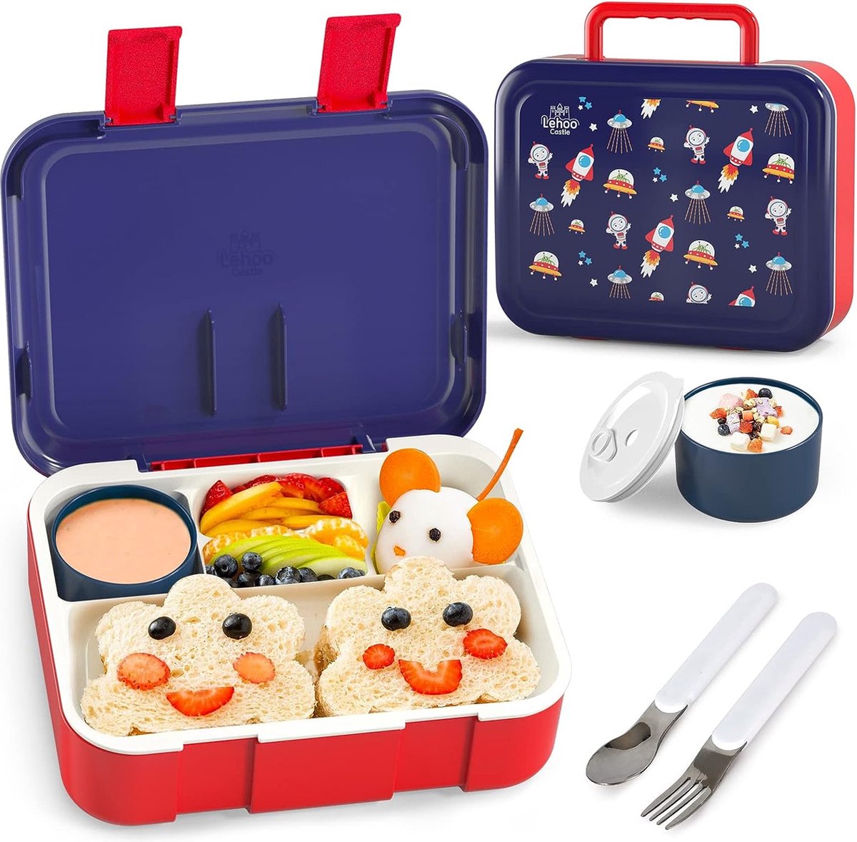 Bento Lunchbox, Bento Box met Bestek, Lunchbox Kids met Vakjes ...