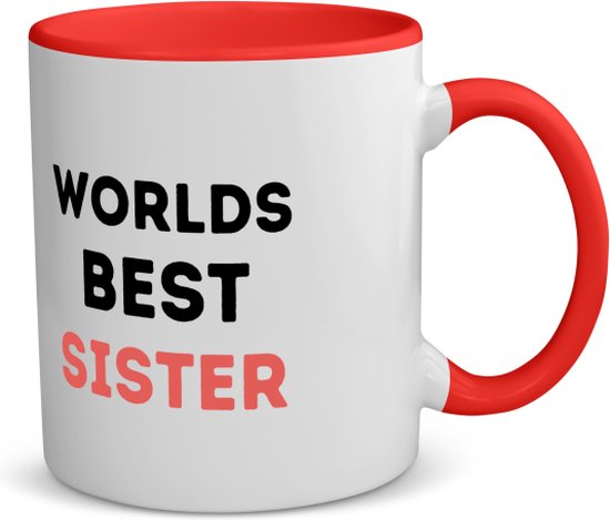 Akyol - worlds best sister koffiemok - theemok - rood - Zus - de beste zus -... | bol