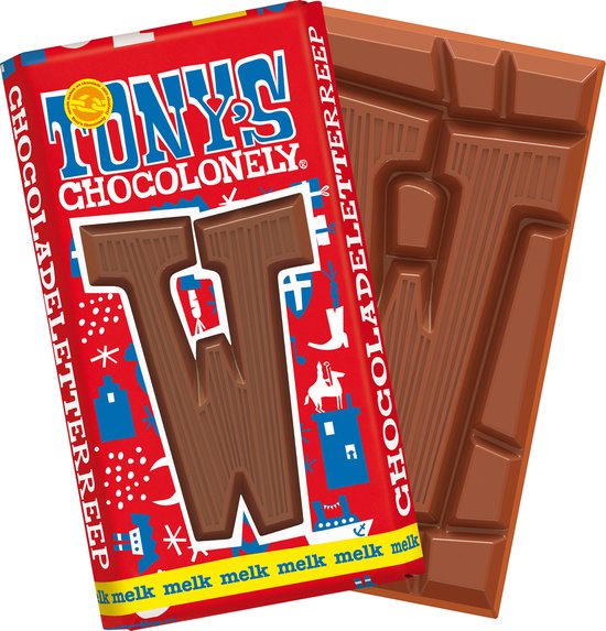Tony's Chocolonely Chocolade Letter W - Melkchocolade Chocoladeletter ...