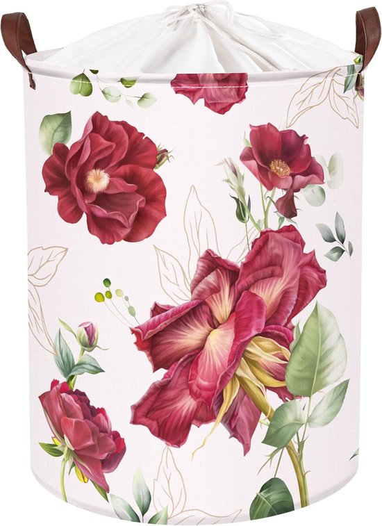 45L Elegante Rode Pioenroos Bloemen Meisjes Dames Wasmand Roze Ronde ...