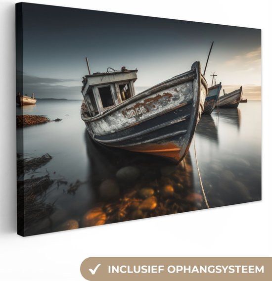 Canvas schilderij 140x90 cm - Wanddecoratie Boten - Water - Natuur - Maritiem -... | bol