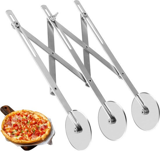 Pizzasnijder met 3 wielen, deegsnijder met 3 wielen, verstelbare ...