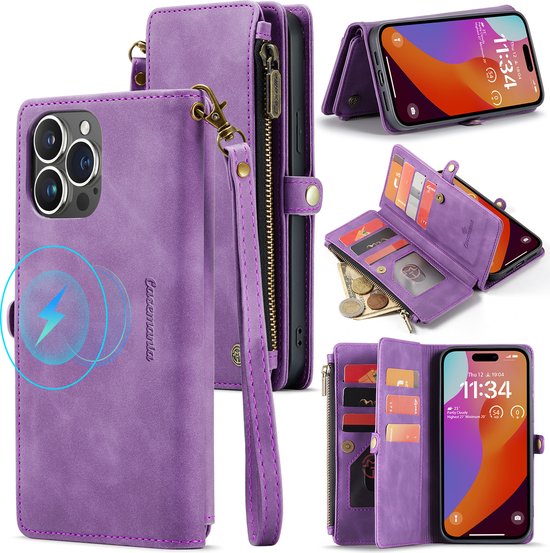 Casemania Hoesje voor Apple iPhone 15 Pro Max Bright Lila - Luxe ...