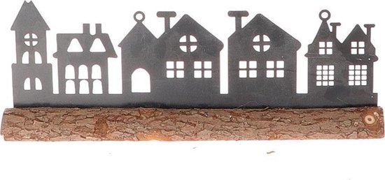 HBX natural living Deco stam met huisjes metaal 30x11x2,5cm | bol