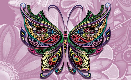 Fotobehang - Vlies Behang - Vlinder Kunst - 312 x 219 cm | bol