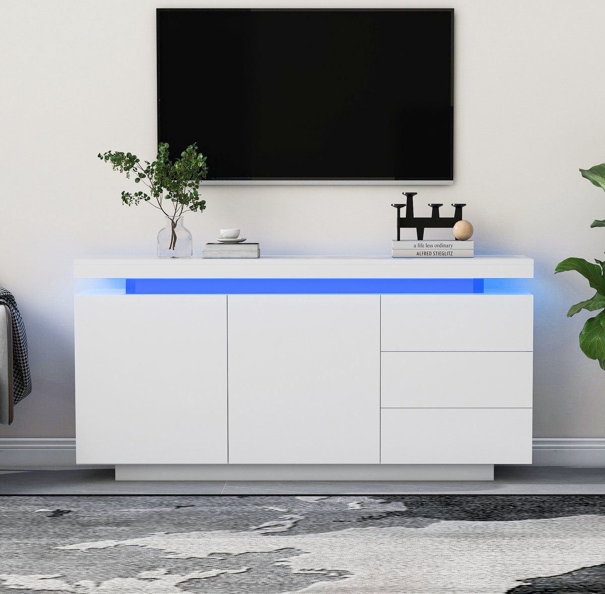 Moderne Dressoir kast met LED licht - hoogglans dressoir woonkamer ...