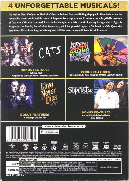 Andrew Lloyd Webber Live Musicals Collection (Dvd), Glenn Close, John ... Andrew Lloyd Webber Live Musicals Collection (Dvd), Glenn Close, John ...