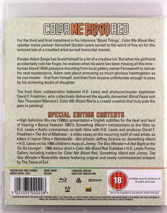 Color Me Blood Red (Blu-ray), Jim Jaekel | Dvd's | bol