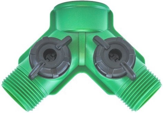 XCELLENT 2-WEG WATERVERDELER MET KRAANTJES (1 X 3/4" BINNENDRAAD EN 2 X 3/4" BUITENDRAAD) | bol