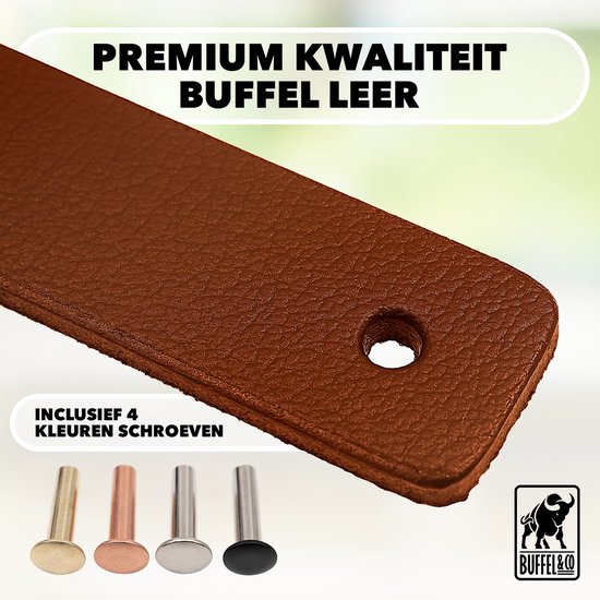 Buffel&Co leren handgrepen - Cognac - Meubelgrepen keuken - Handvaten ...