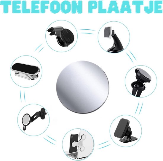 Metalen plaatje Telefoon - Zelfklevend magnetisch- Rond/Cirkel Zilver ...