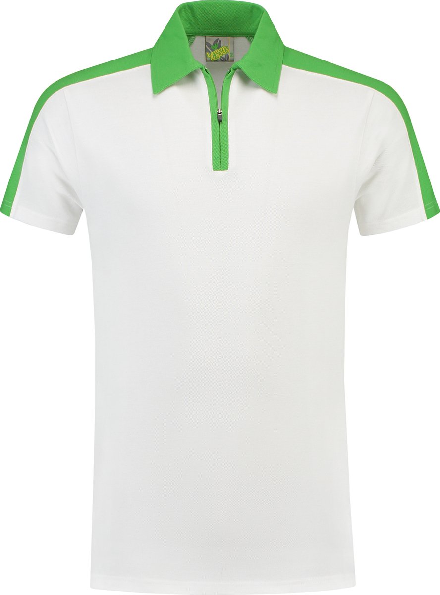 Lemon & Soda polo voor heren met korte mouwen in de kleuren wit & lime ...