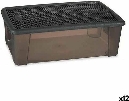 Doos met deksel Elegance Grijs Plastic 5 L (19,5 x 11,5 x 33 cm) (12 ...