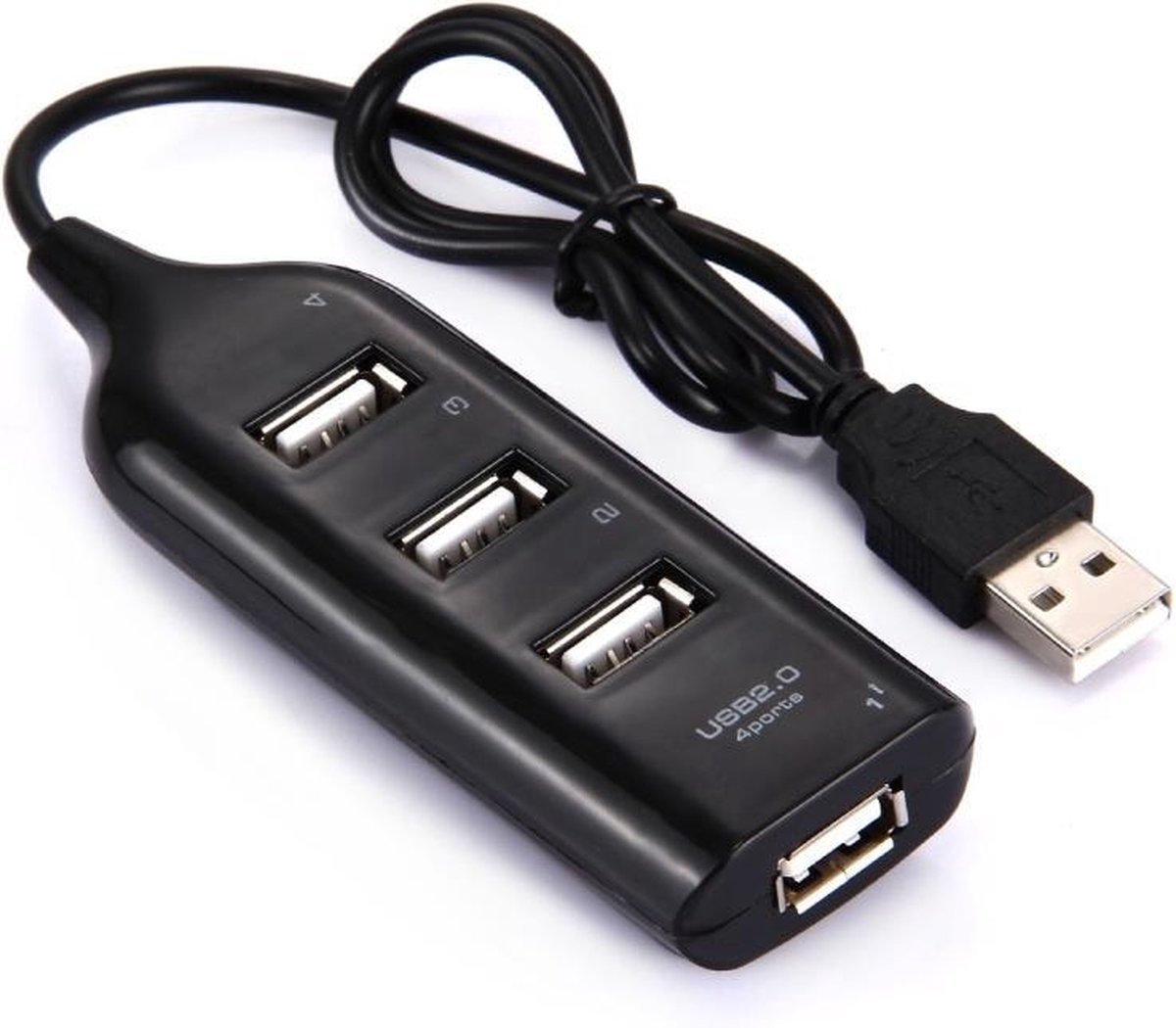 CHPN - Hubje - Hub - USB poort - 4-poorten - USB 2.0 - HUB - 30cm-kabel - Zwart -... | bol.com