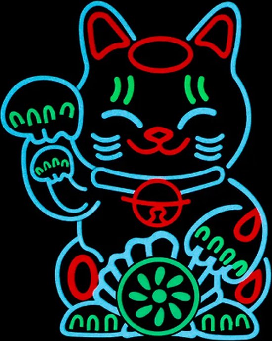 Auto Raam JDM Gelukkige Kat - Neon Auto Sticker - Auto verlichting ...