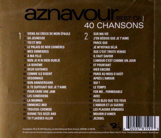 Charles Aznavour: Best Of 40 Chansons (PL) [2CD], Charles Aznavour ...