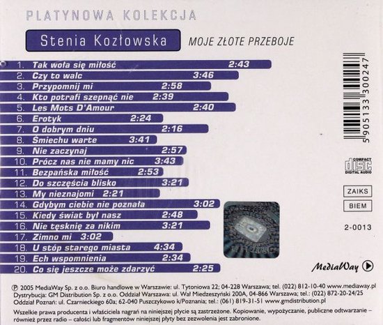 Stenia Kozłowska: Moje Złote Przeboje [CD], Stenia Kozłowska | Muziek | bol