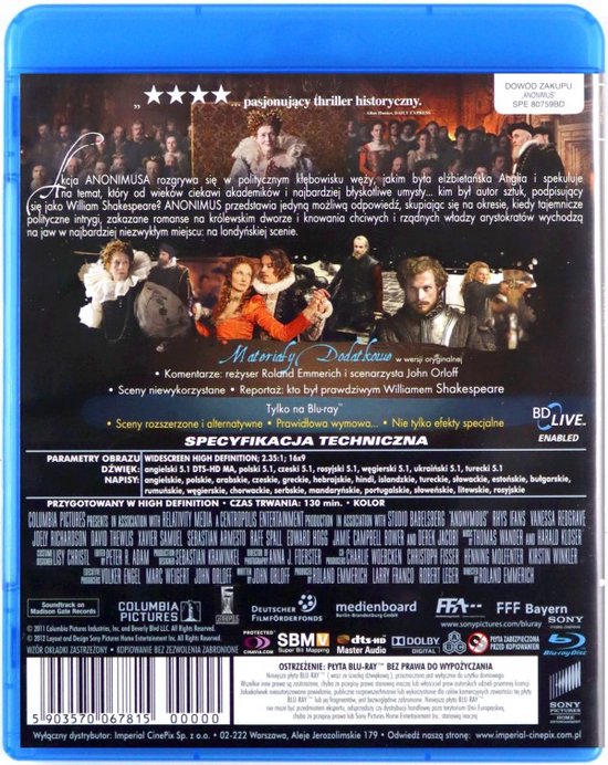 Anonymous [Blu-Ray] (Blu-ray), Alex Hassell | Dvd's | bol