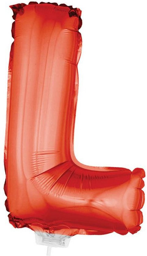 Rode opblaas letter ballon L op stokje 41 cm | bol
