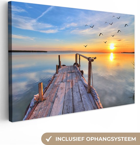 Canvas schilderij - Steiger in het water 150x100 - Kamer decoratie ...