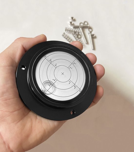 Extra grote ronde waterpas in metalen behuizing (100x75x20 mm, zwart) | bol