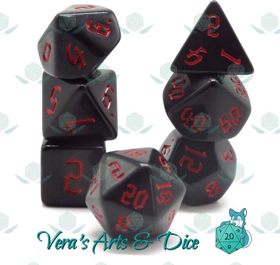 Gothic Black Red | Polyset Dice | Dobbelstenen - Set Van 7 Stuks ...